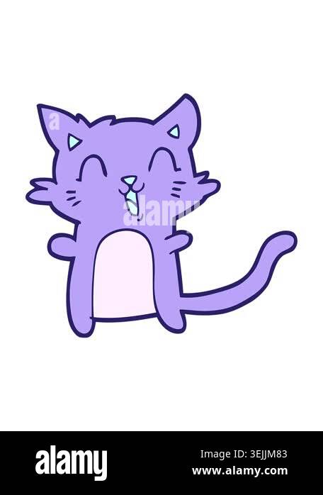 bobbing motion animation of cartoon of a happy cat Stock Video Footage ...