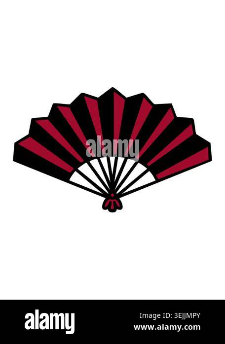 jiggle and pause animation of open traditional japanese folding fan ...