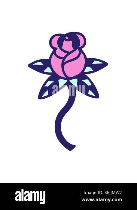 jiggle motion animation of cartoon of tattoo style decorative flower ...