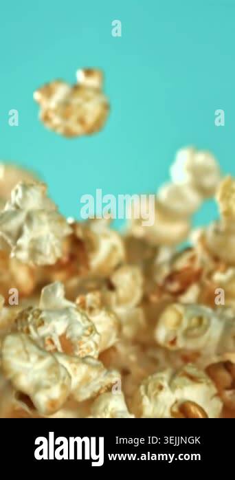 Super slow motion flying popcorn. Filmed on a high-speed camera at 1000 ...