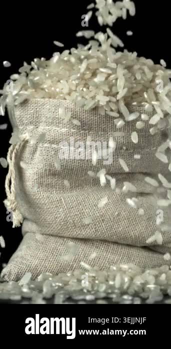 The rice falls into the bag. Filmed on a high-speed camera at 1000 fps ...