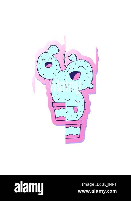 splitting motion animation of sticker of a quirky hand drawn cartoon ...