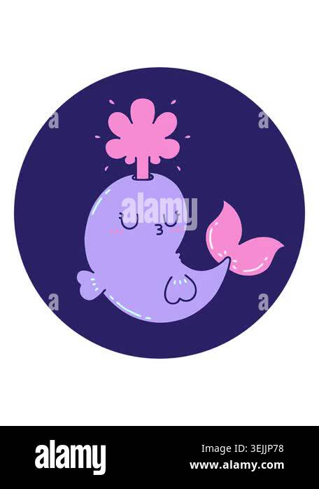 pixelize effect animation of icon of a tattoo style happy squirting ...