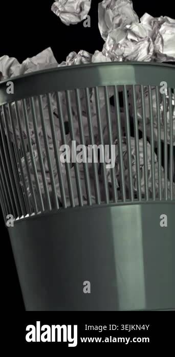 The basket flies along with the crumpled paper. Filmed on a high-speed ...