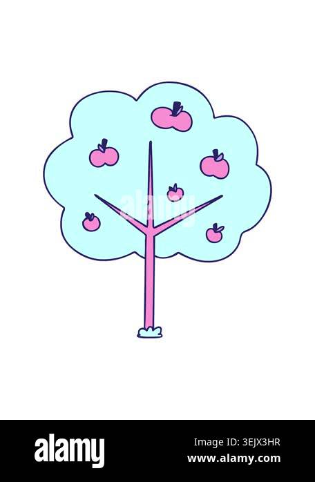 shaking motion animation of hand drawn quirky cartoon apple tree Stock ...