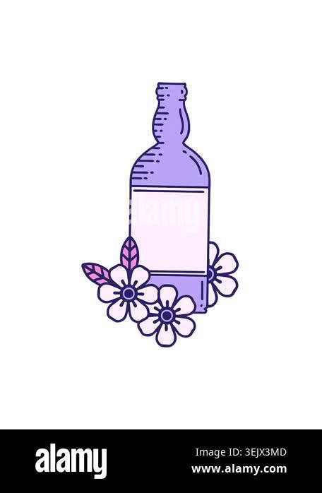 vibrating motion animation of iconic tattoo style image of a bottle and ...