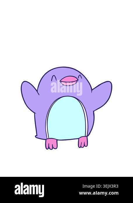 stretching up animation of cartoon penguin jumping for joy Stock Video ...