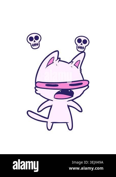 spinning skulls animation of talking cat cartoon in cool shades Stock ...