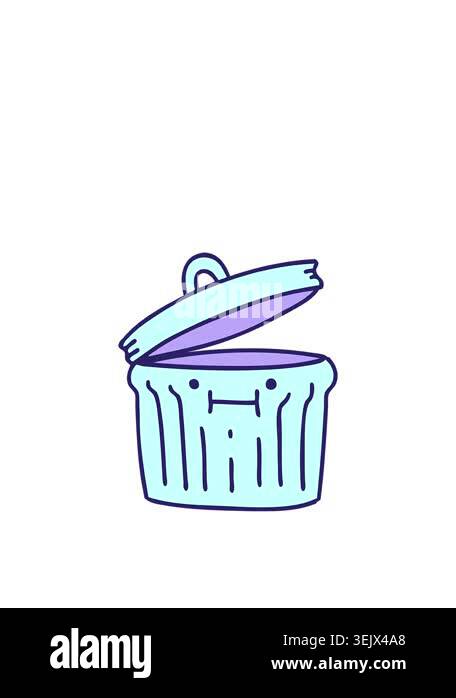 rise and float animation of cartoon of a metal garbage can Stock Video ...