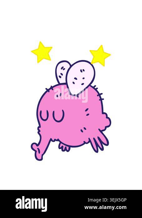 spinning stars animation of hand drawn cartoon fly Stock Video Footage ...