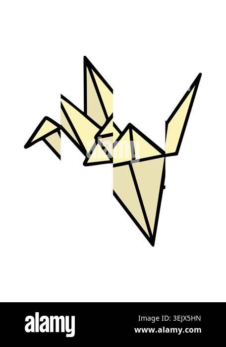splitting motion animation of japanese folded paper origami bird Stock ...
