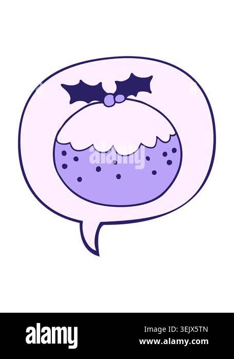shaking motion animation of cartoon christmas pudding with speech ...