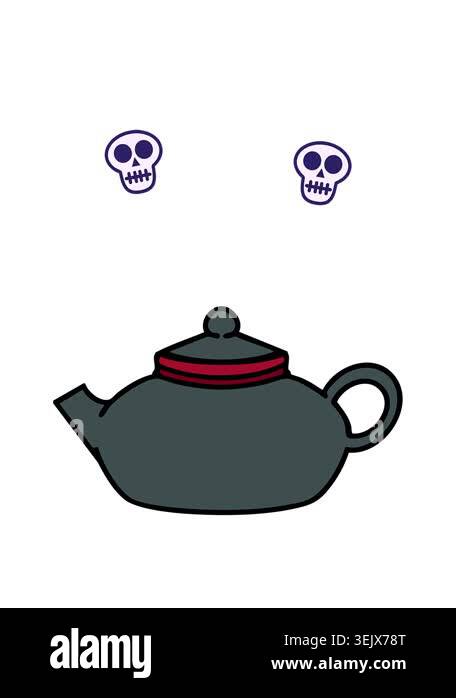 spinning skulls animation of a plain japanese tea pot Stock Video ...