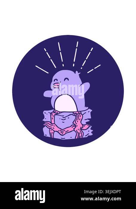 spinning motion animation of icon of a tattoo style penguin sitting on ...