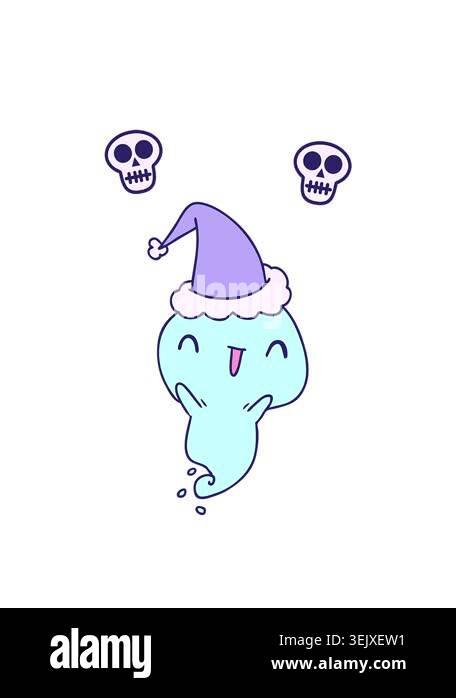 spinning skulls animation of kawaii ghost Stock Video Footage - Alamy