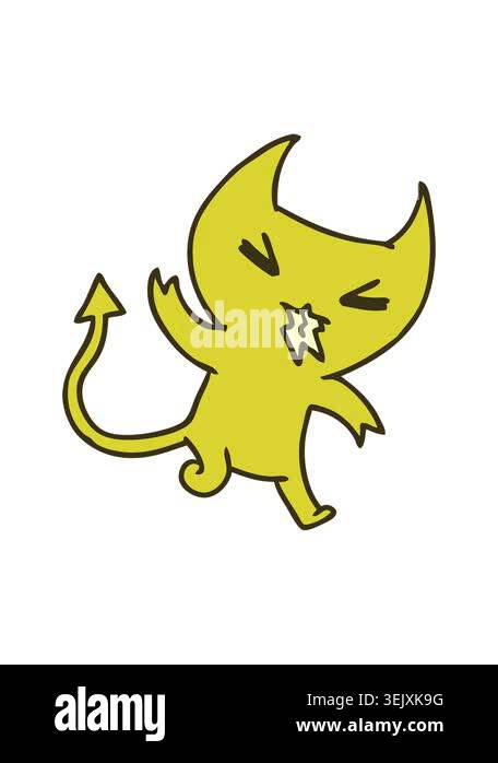 changing color animation of cartoon illustration of a kawaii cute demon ...