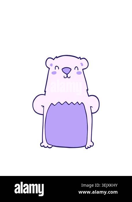 stretching up animation of cartoon kawaii bear illustration Stock Video ...