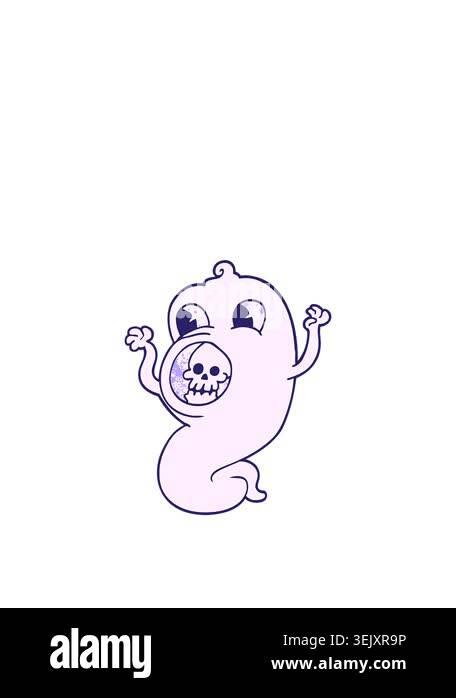 stretching up animation of spooky cartoon doodle ghost Stock Video ...