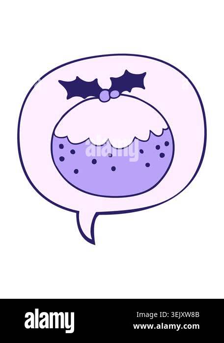shine light effect animation of cartoon christmas pudding with speech ...
