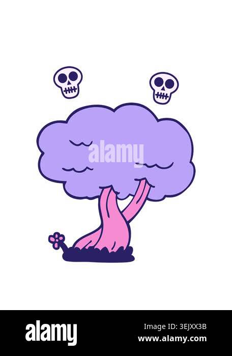 spinning skulls animation of cartoon doodle tree Stock Video Footage ...