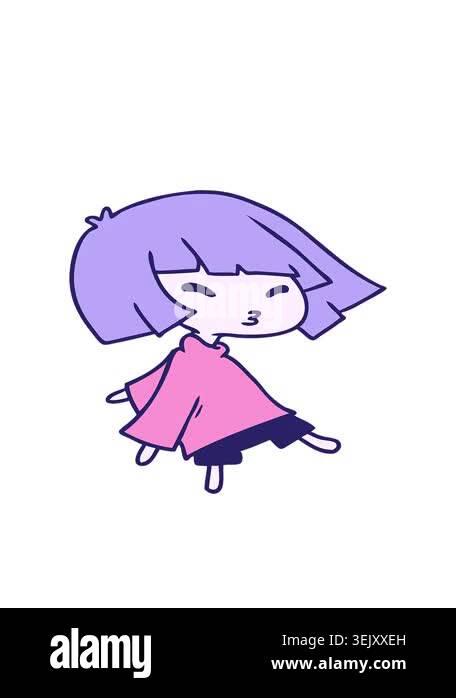 bobbing motion animation of illustration of cute kawaii girl Stock ...