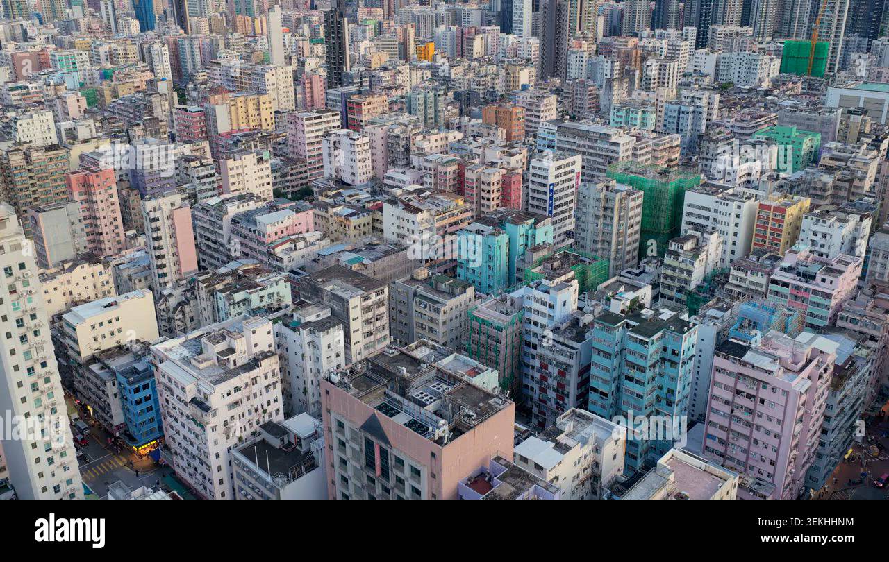 Sham Shui Po Architecture Aerial Hong Kong Stock Video Footage - Alamy