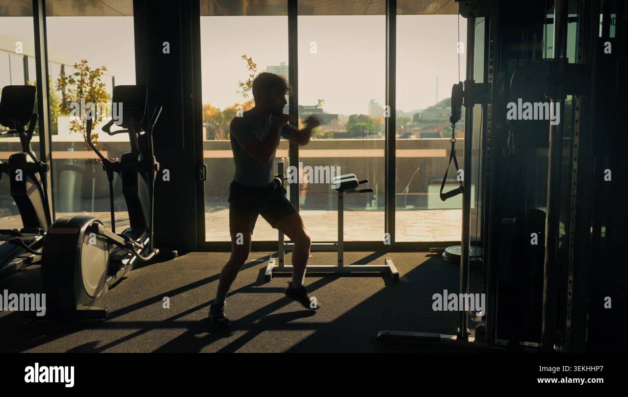 Man shadow boxing in gym Stock Video Footage - Alamy