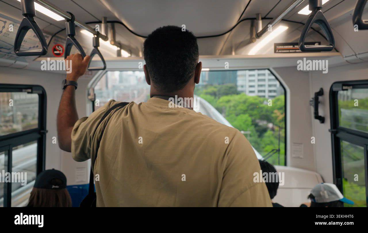 Passenger inside driverless train in Tokyo Stock Video Footage - Alamy