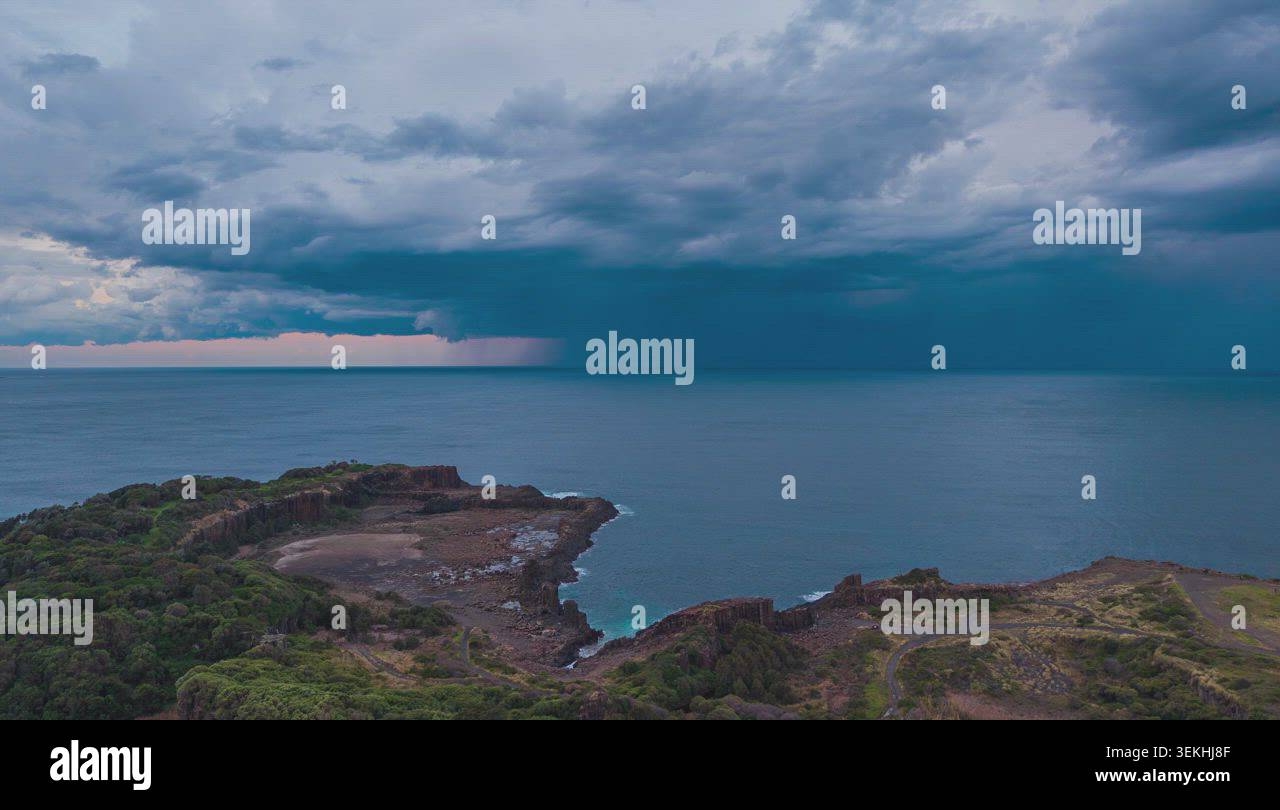 Kiama Storm with lightning Aerial view Timelapse Stock Video Footage ...