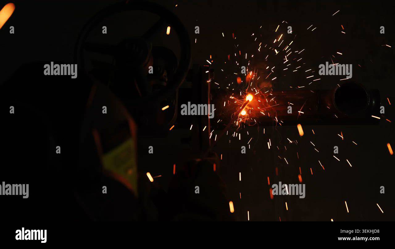 Arc Welding Metal Pipe With Bright Sparks Stock Video Footage - Alamy