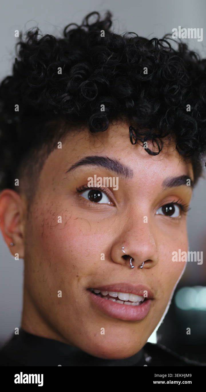 Haircut process with curly style Stock Video Footage - Alamy
