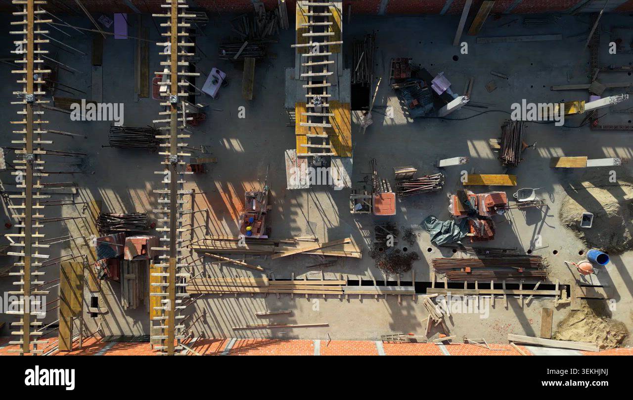 Aerial View of Building Under Construction Stock Video Footage - Alamy