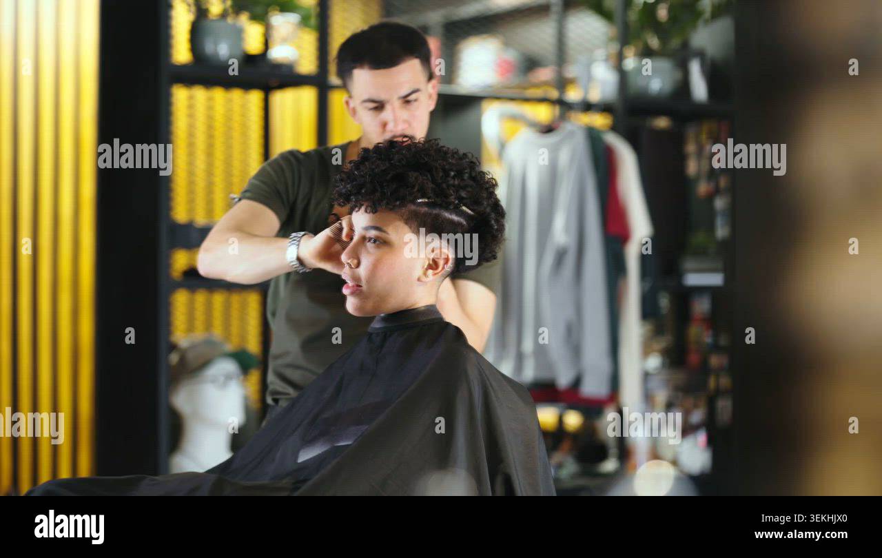 Barbershop haircut Stock Video Footage - Alamy
