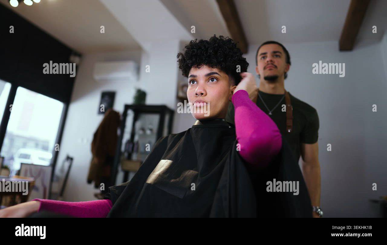 Hair styling at a salon in the city Stock Video Footage - Alamy