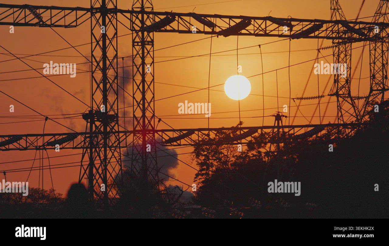 Geothermal power plant generating clean energy at sunset Stock Video ...