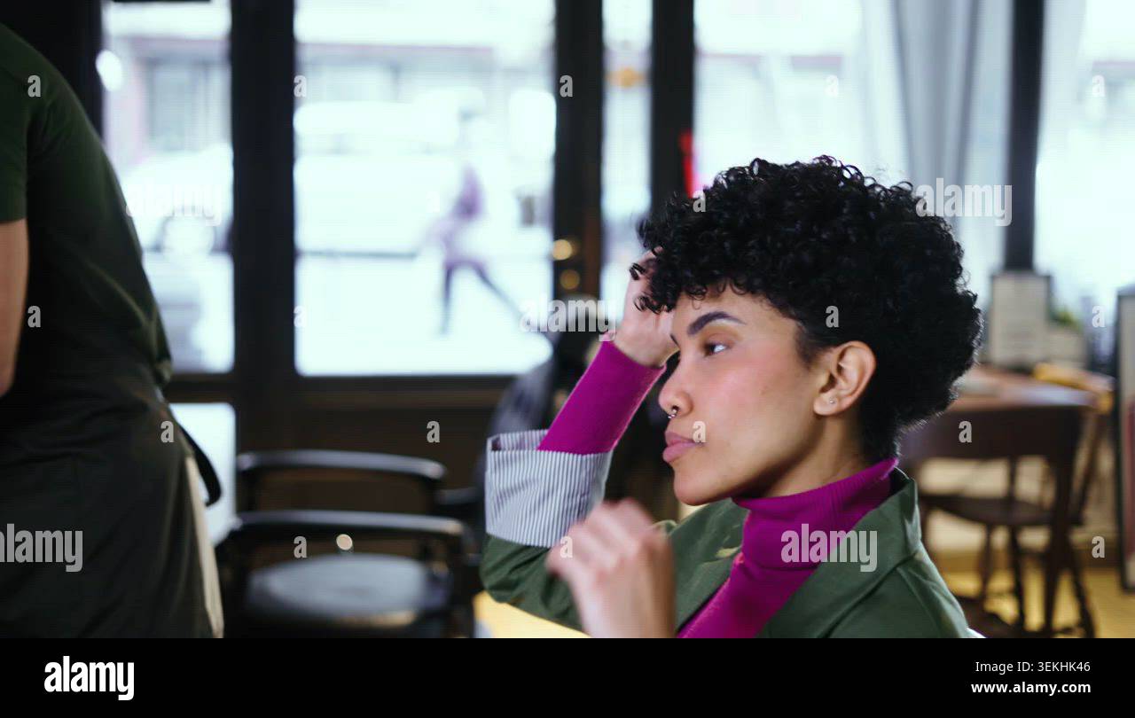 Hair styling at a city salon today Stock Video Footage - Alamy