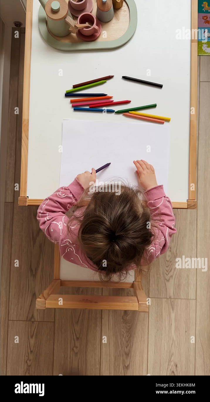 Little toddler drawing with pencils Stock Video Footage - Alamy