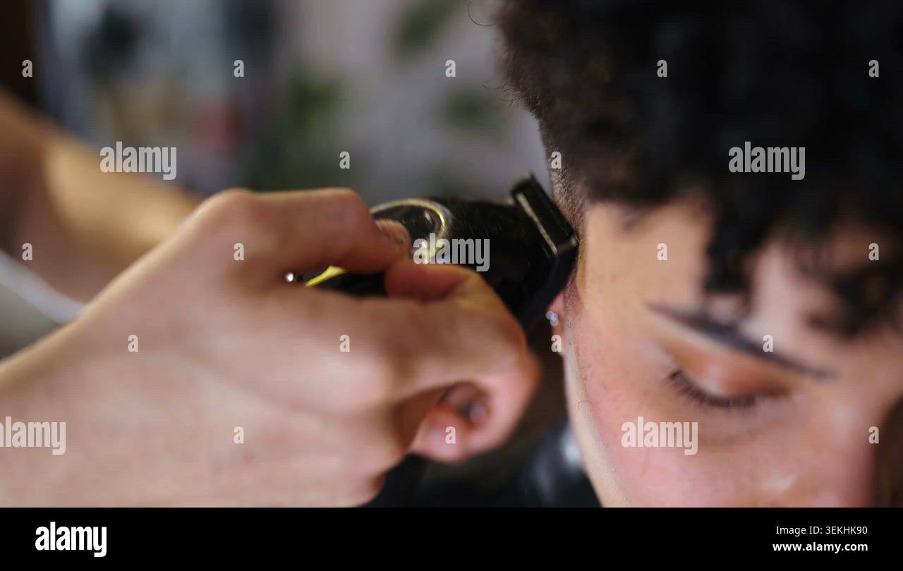 Close haircut at barbershop Stock Video Footage - Alamy