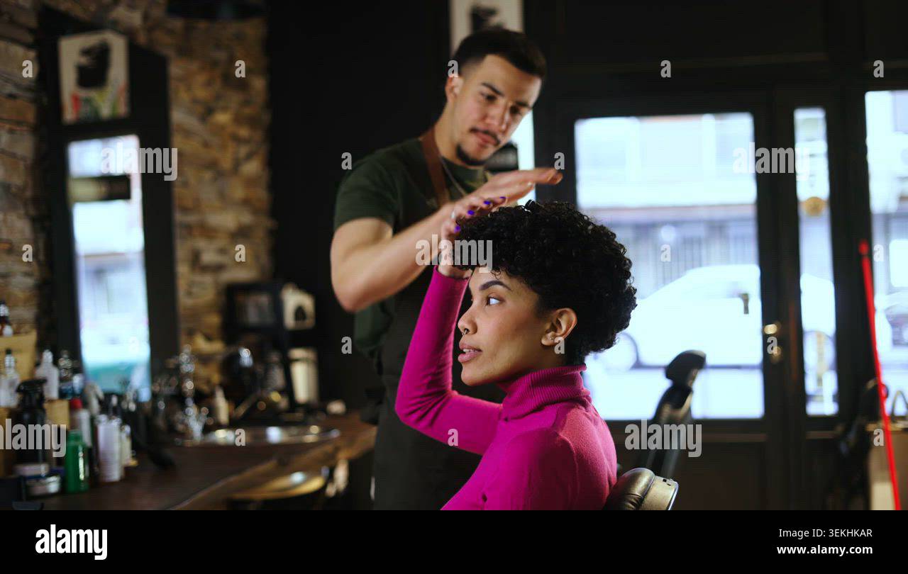 Hair styling at a city salon Stock Video Footage - Alamy