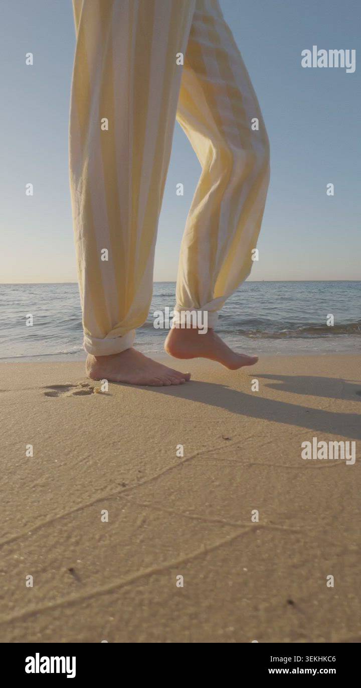 Barefoot Walking Summer Beach Low Angle Stock Video Footage - Alamy