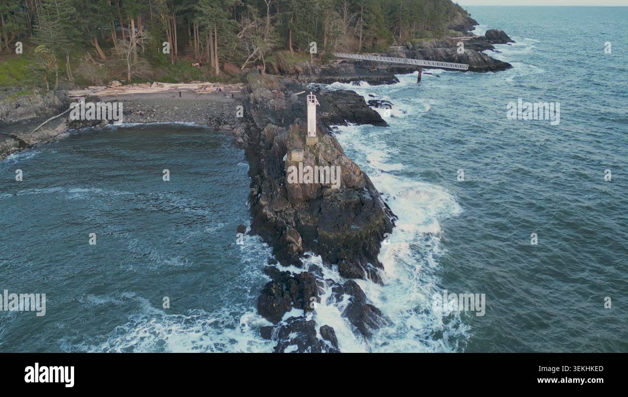 Lighthouse on Rugged Coastline - Drone Footage Stock Video Footage - Alamy