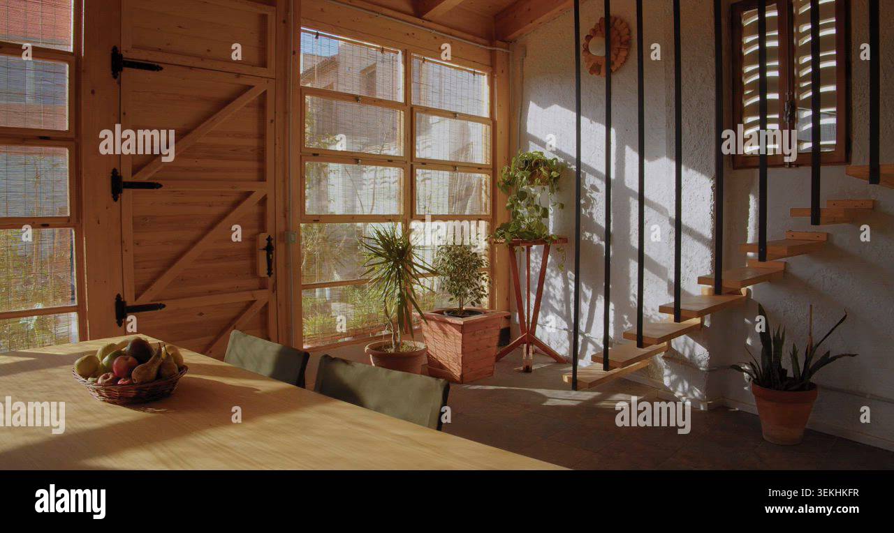 Sunlit Rustic Dining Room Stock Video Footage - Alamy