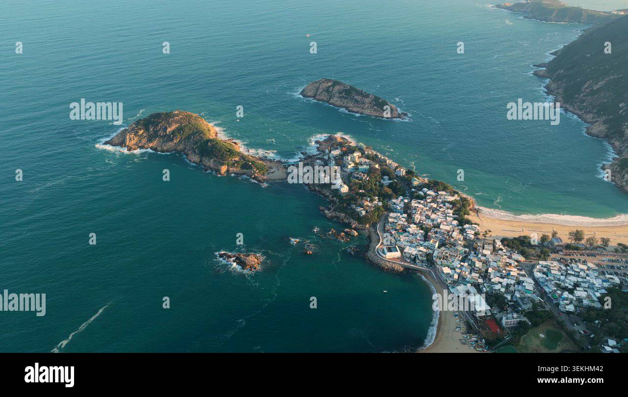 Shek O Village Aerial Hong Kong Golden Hour Stock Video Footage - Alamy