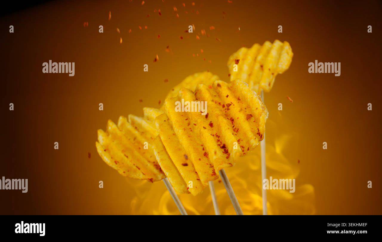 Crispy fries with spices in bright colors Stock Video Footage - Alamy