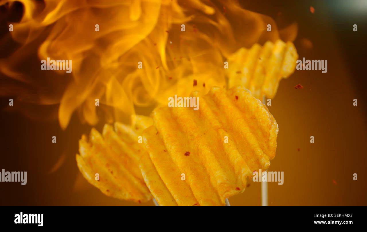 Crispy chips cooking over hot flames Stock Video Footage - Alamy