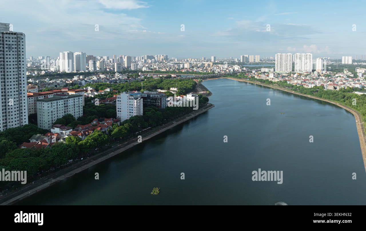Linh Dam Lake Aerial View Stock Video Footage - Alamy