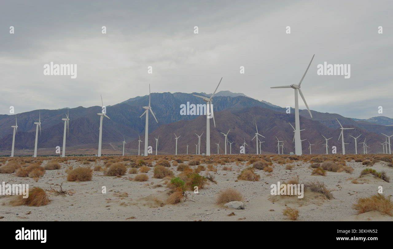 Video Landscape Wind Turbine farm California desert Stock Video Footage ...
