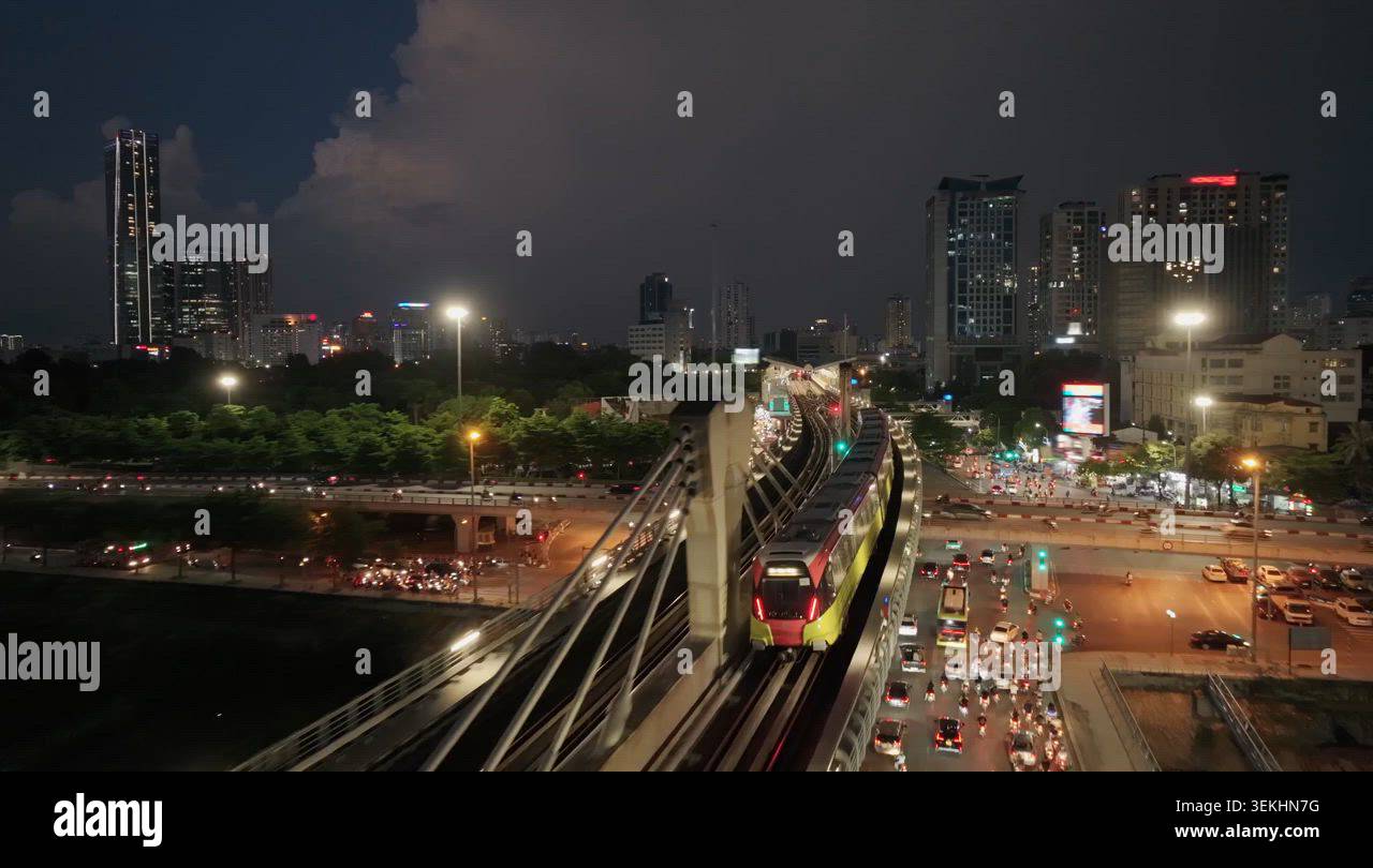 Twilight Skyline Along Metro Route Stock Video Footage - Alamy
