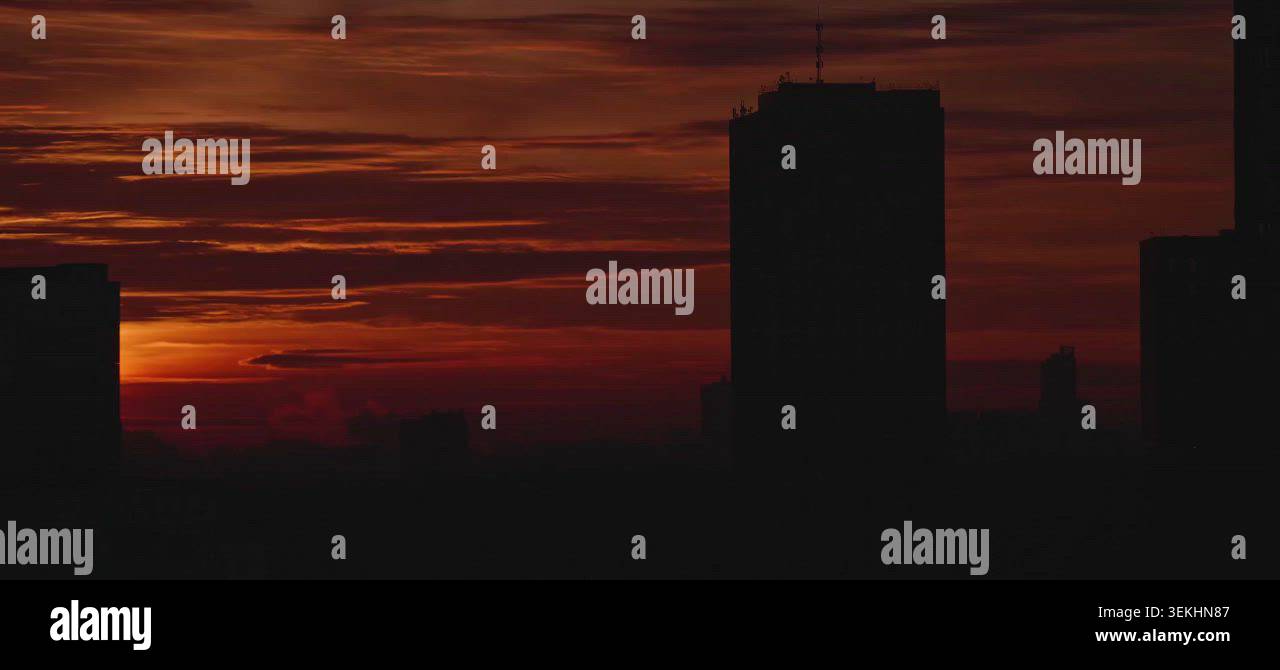 Cinematic Cityscape Sunrise Over Urban Buildings Stock Video Footage ...