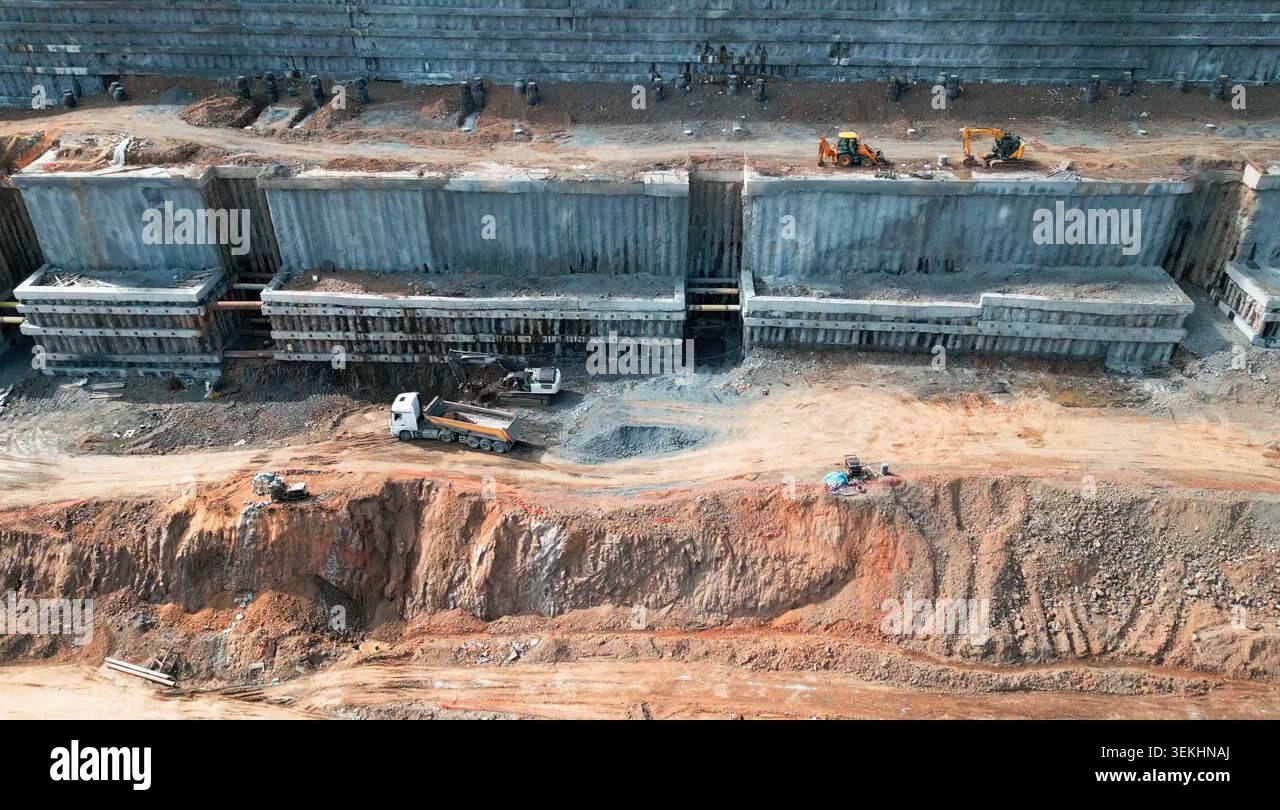 Construction Site Foundation Excavation and Heavy Equipment Stock Video ...